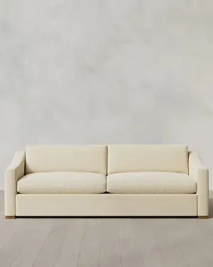 Quince Hollis Slope Arm Sofa In Performance Chenille Linen Blend - Eggshell