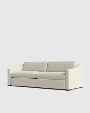 Quince Hollis Slope Arm Sofa In Performance Chenille Linen Blend - Eggshell
