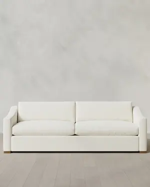 Quince Hollis Slope Arm Sofa In Performance Chenille Linen Blend - Snow