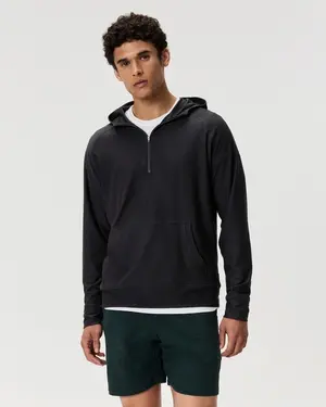 Quince Flowknit Performance Half-zip Hoodie - Black