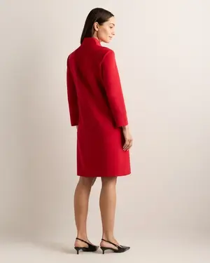 Quince Ultra-stretch Ponte Split Neck Mini Dress - Ruby Red