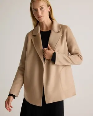 Quince 100% Mongolian Cashmere Double-faced Open Blazer - Camel