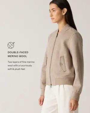 Quince Double-faced Merino Wool Bomber Jacket - Oat