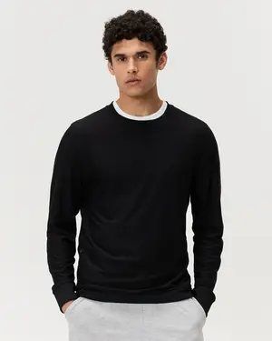 Quince Flowknit Performance Crew Sweatshirt - Black