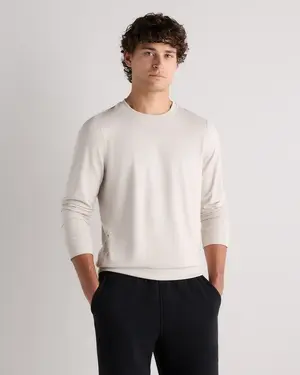 Quince Flowknit Performance Crew Sweatshirt - Solid Chalk