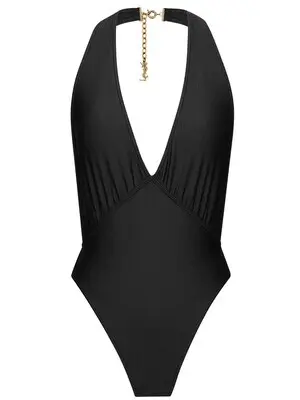 Saint Laurent Backless Halter Swimsuit - Black