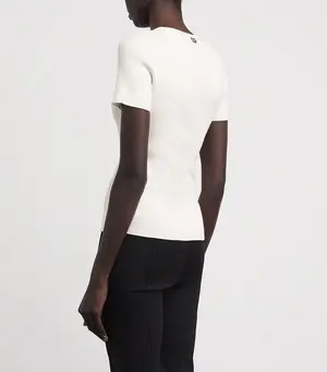 Maje Cotton-blend Rib-knit Top - White