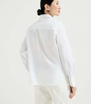 Brunello Cucinelli Cotton Poplin Monili Shirt - White