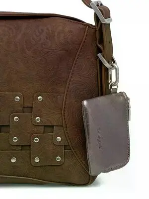 Desigual Embossed Studded Satchel - Brown