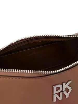 Dkny Logo Zip Shoulder Bag - Brown
