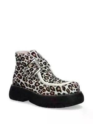MSGM Leopard-print Buckle Platform Ankle Boots - Neutrals