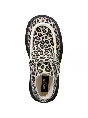 MSGM Leopard-print Buckle Platform Ankle Boots