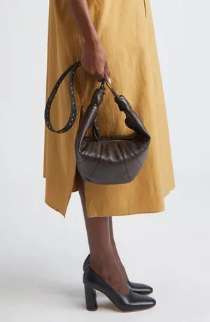 LEMAIRE Medium Croissant Leather Bag - Dark Chocolate
