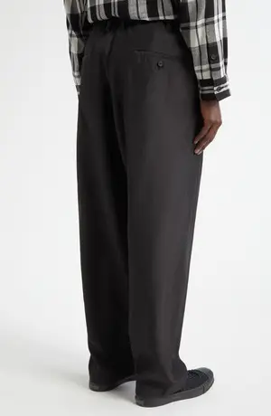 Yohji Yamamoto 1-tuck Pleated Silk Trousers