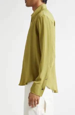 AMI Paris Crêpe De Chine Button-up Shirt - Matcha