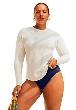 SWIMSUITS FOR ALL Chlorine Resistant Long Sleeve Rash Guard - White
