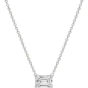 DLORIA Valentina Moissanite Emerald Cut Pendant Necklace - Silver
