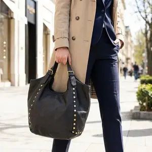 BOLSA NOVA Slouchy Studded Tote - Black
