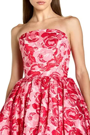 Mac Duggal Strapless Floral Brocade Ballgown