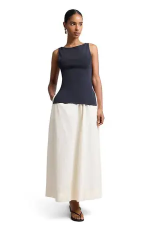 Onia Boatneck Mix Media Dress - Black/ivory