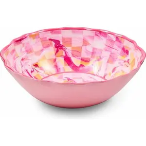MACKENZIE-CHILDS Marble Check Melamine Serving Bowl - Pink