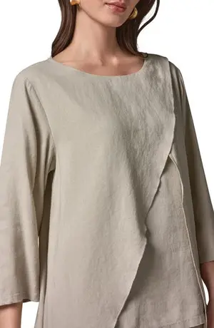 Donna Karan New York Overlap Wrap-front Top - Sandstone