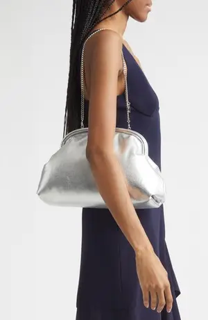 Stella McCartney Falabella Padded Clutch With Chain Strap - Silver
