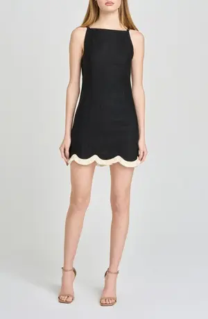 WAYF Encore Fray Scallop Hem Mini Dress