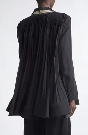 Sacai Mixed Media Suiting & Organza Jacket With Bib Inset