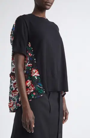 Sacai Mixed Media Embroidered Pullover Sweater