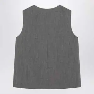 DOUUOD Single-breasted Viscose Blend Vest - Grey