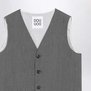 DOUUOD Single-breasted Viscose Blend Vest - Grey