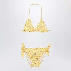 MC2 SAINT BARTH Striped Bikini With Starfish - Yellow