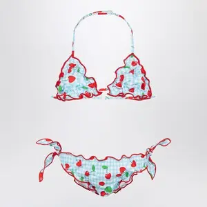 MC2 SAINT BARTH Cris Vichy And Cherries Print Bikini - Multicolor