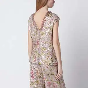 Alberta Ferretti Sleeveless High-neck Sequin Top