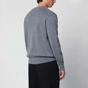 AMI Paris Wool Cardigan With De Coeur Embroidery