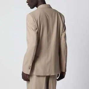 AMI Paris Double-breasted Virgin Wool Gabardine Jacket - Beige