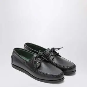 VINNY'S Leather Boat Shoes - Black