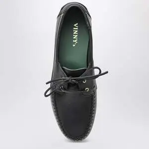 VINNY'S Leather Boat Shoes - Black