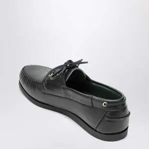 VINNY'S Leather Boat Shoes - Black
