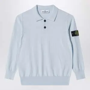 Stone Island Cotton Knit Polo - Light Blue