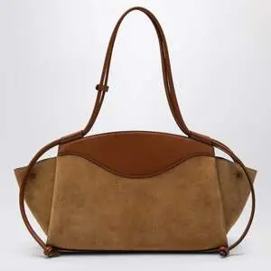 NOESI Molly Suede Shoulder Bag - Beige