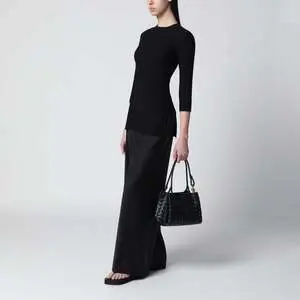 Max Mara Ribbed Crewneck Sweater In Crêpe Viscose