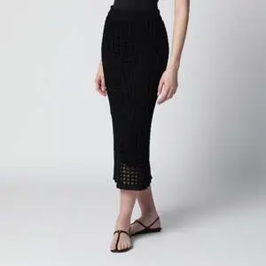 Max Mara Long Sheer Net Cotton Skirt - Black