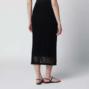 Max Mara Long Sheer Net Cotton Skirt - Black