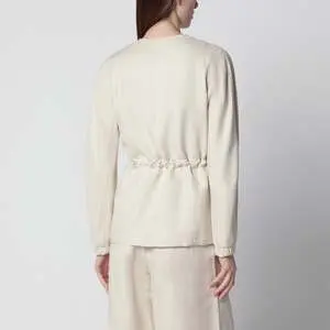 Max Mara Linen And Silk Round-neck Jacket With Drawstring