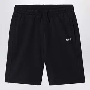 OFF-WHITE™ Logo Print Cotton Shorts - Black