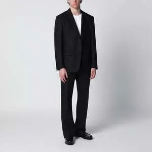 LARDINI Single-breasted Linen Jacket - Black
