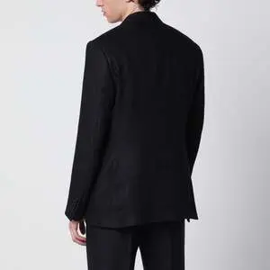 LARDINI Single-breasted Linen Jacket - Black