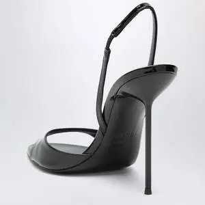 Paris Texas Patent Slingback Sandals - Black
